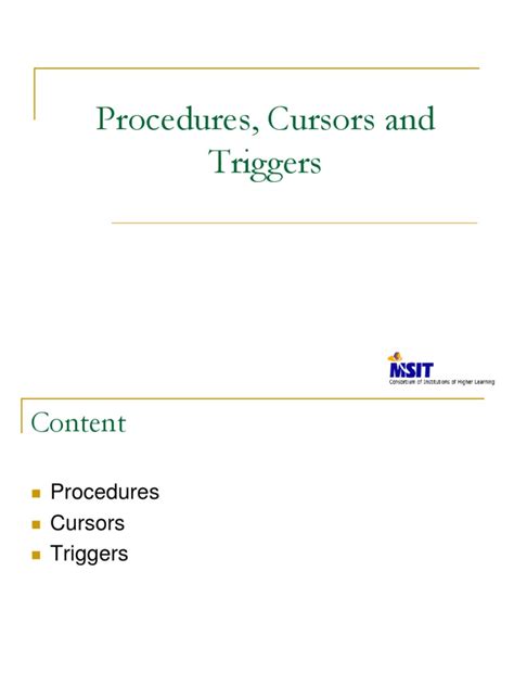 procedures cursors and triggers pdf subroutine databases