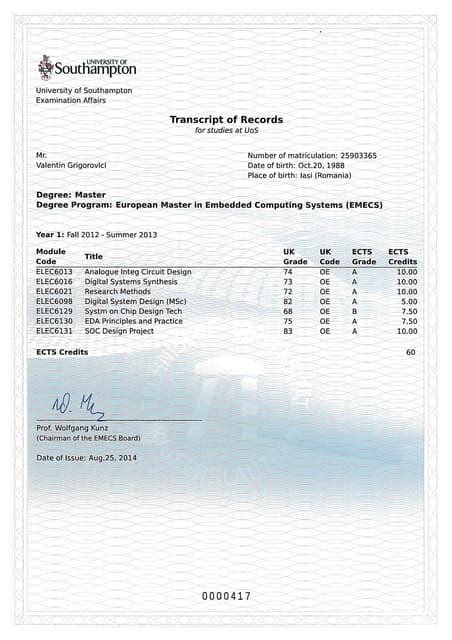 Transcriptsouthampton Pdf