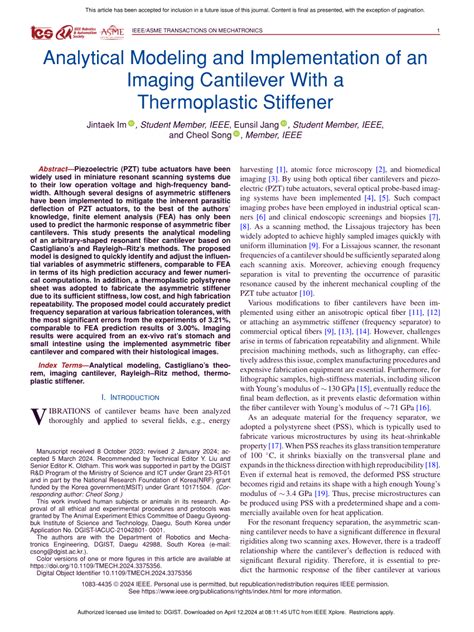 Pdf Analytical Modeling And Implementation Of An Imaging Cantilever