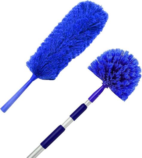 Cobweb Duster With Extension Pole Microfiber Extendable 20 Feet Reach 3 Stage Aluminum