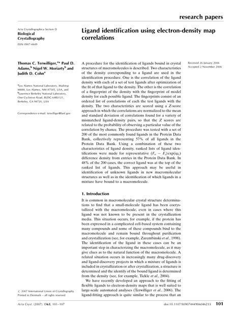 Pdf Ligand Identification Using Electron Density Map Correlations
