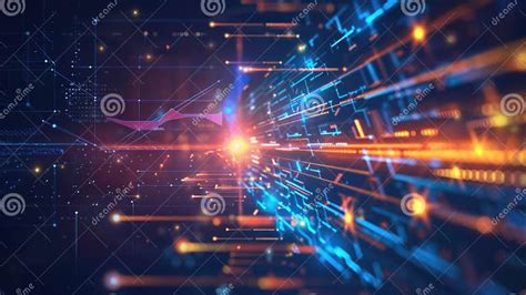 Abstract Digital Artwork Of Data Streams And Glowing Symbols Technology Aig53f Stock