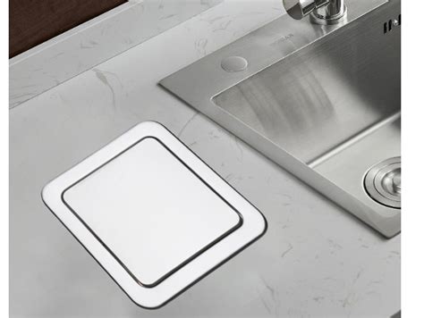 ฝาถังขยะสแตนเลสถังขยะฝังบนเคาเตอร์ สี่เหลี่ยม