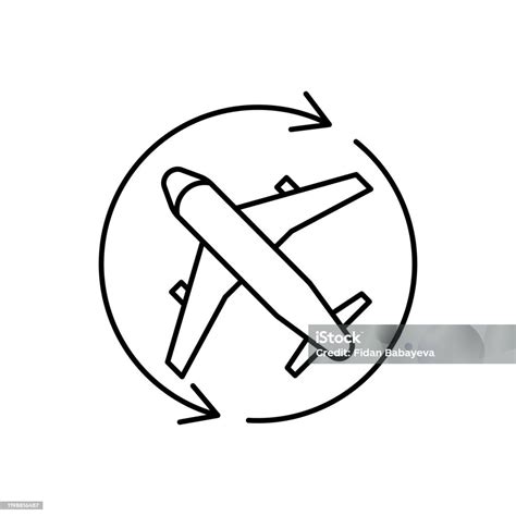 비행 여행 비행기 라인 아이콘 공항 여행 일러스트 아이콘의 요소 기호는 웹 로고 모바일 앱 Ui Ux에 사용할 수 있습니다 가리기에 대한 스톡 벡터 아트 및 기타 이미지