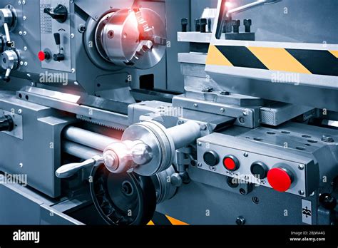 Manufacturing Cnc Professional Lathe Machine Isolated On A White Background Industrial Concept