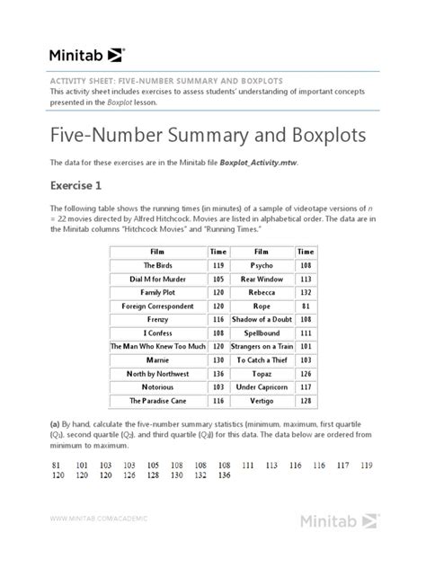 Boxplot Activity Pdf Quartile Data Analysis