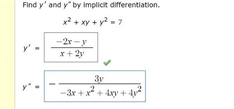 Solved Find Y′ And Y′′ By Implicit Differentiation