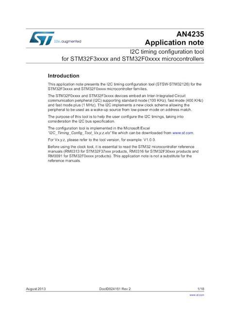 pdf i2c timing configuration tool for stm32f3xxxx and stm32f0xxxx