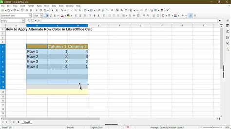 How To Apply Alternate Row Colors In Libreoffice Calc Youtube