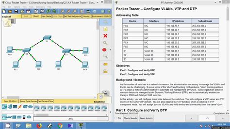 Packet Tracer Configure Vlans Vtp And Dtp Topology 52 Off