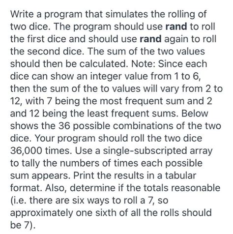 Solved Write A Program That Simulates The Rolling Of Two