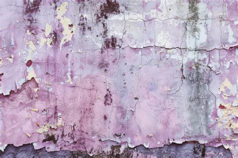 A Grunge Wall Texture In Pale Lavender Showing Heavy Wear Rust Stains And A Rough Cracked