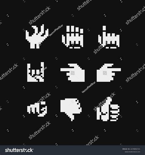 Hand Pose Pixel Art Icons Set Stock Vector Royalty Free 2278892721