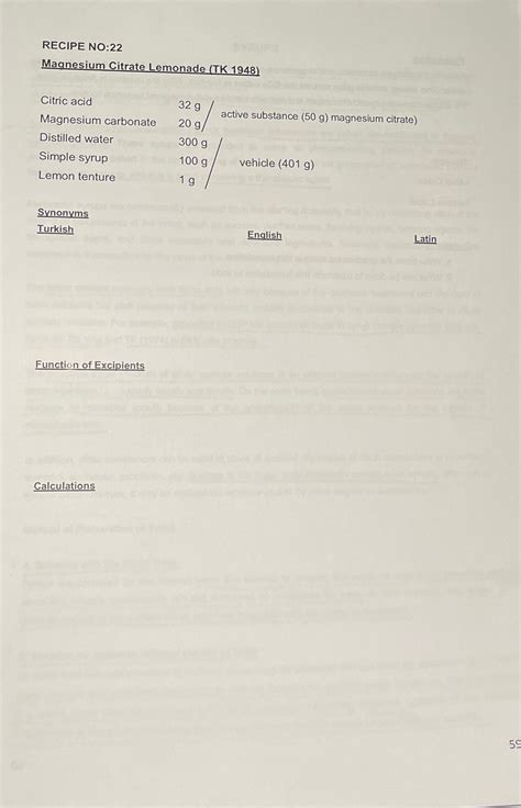 Recipe No 22magnesium Citrate Lemonade Tk