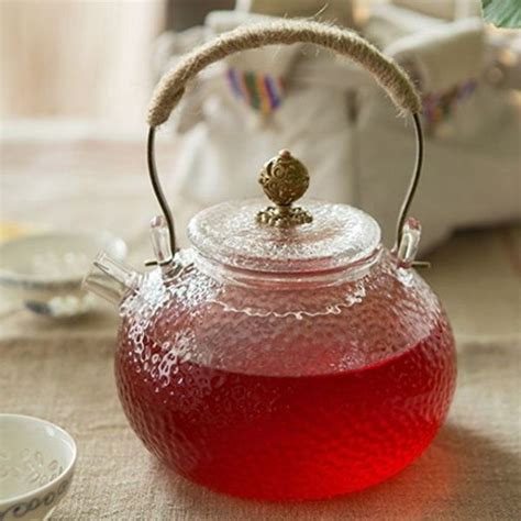 Hplusmall 끈손잡이 고급 유리 주전자 다기 티포트 티주전자 Wb3 핫트랙스