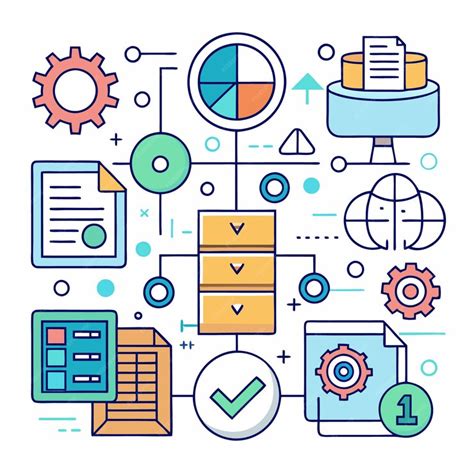Workflow Diagram With Gears Checkmark And Database Premium Ai Generated Vector