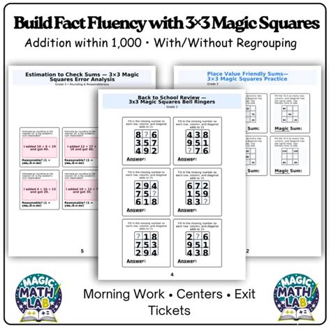 Magic Square Math Puzzles 3rd Grade — Printable Worksheets 32 Pages