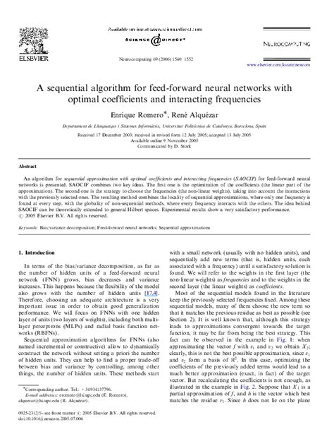 pdf a sequential algorithm for feed forward neural networks with
