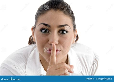 Woman Instructing To Be Silent Stock Image Image Of Mature Figure 6988421