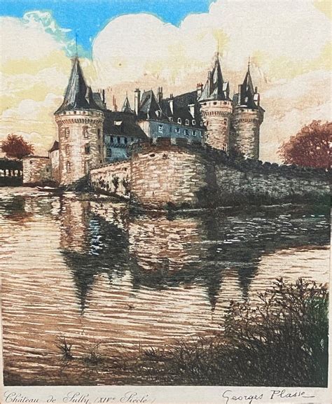 Paper Lithographs By Georges Plasse Castles Of Sully And Maintenon