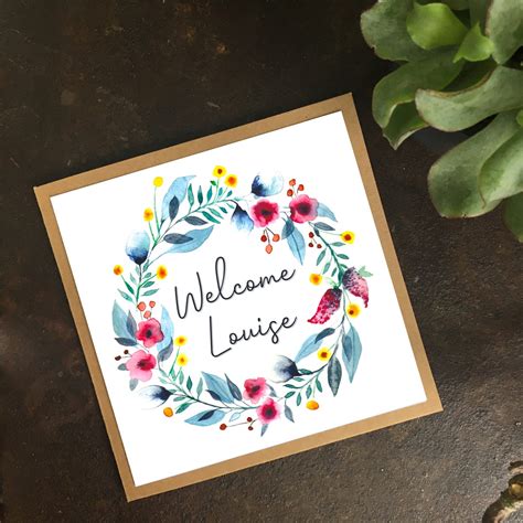 Personalised Welcome Card Welcome Pretty Welcome Card Etsy