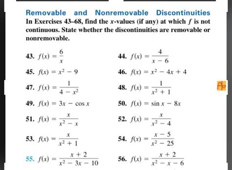 Solved Removable And Nonremovable Discontinuities In