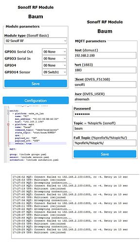 Sonoff RF Won T Connect To HA MQTT Configuration Home Assistant Community