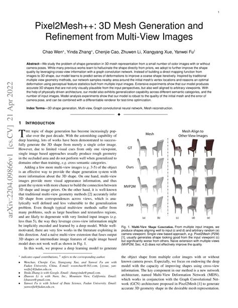 Pixel2mesh 3d Mesh Generation And Refinement From Multi View Images