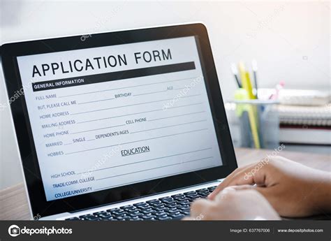 Business Man Working Laptop Computer Application Form Information