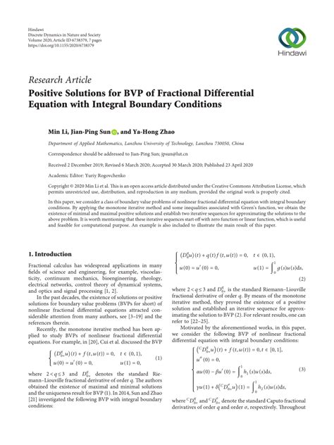 Pdf Positive Solutions For Bvp Of Fractional Differential Equation With Integral Boundary