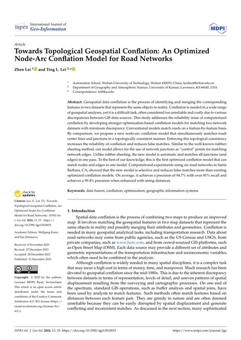 Pdf Towards Topological Geospatial Conflation An Optimized Node Arc Conflation Model For Road