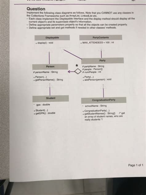 Solved Question Implement The Following Class Diagrams As