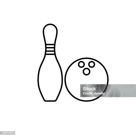 볼링 라인 아이콘 볼링 공 및 핀 기호 및 기호는 흰색 배경에 고립되어 있습니다 벡터 일러스트 레이 션 개념에 대한 스톡 벡터 아트 및 기타 이미지 Istock