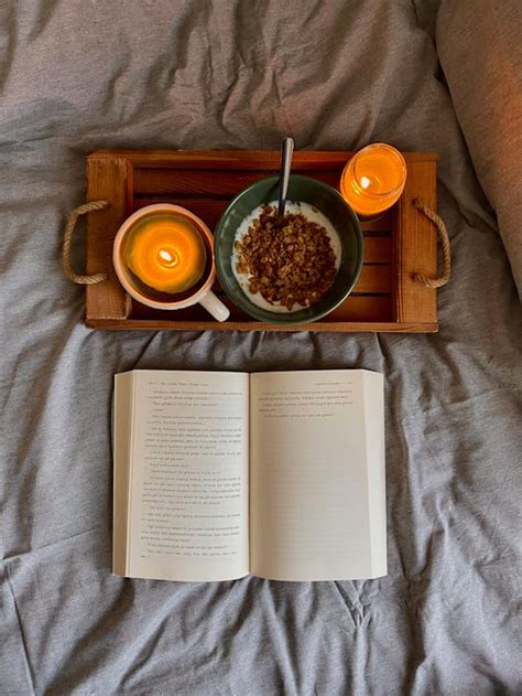 실내 가벼운 가정 다운 고요한 고요함 그래놀라 깨지다 나무 쟁반 느린 생활 담요 독서하는 디톡스 따뜻한