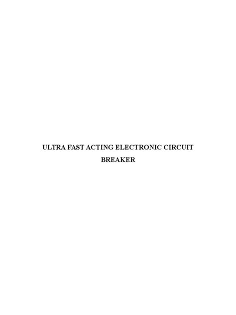 Ultra Fast Acting Electronic Circuit Breaker Pdf Mosfet Field