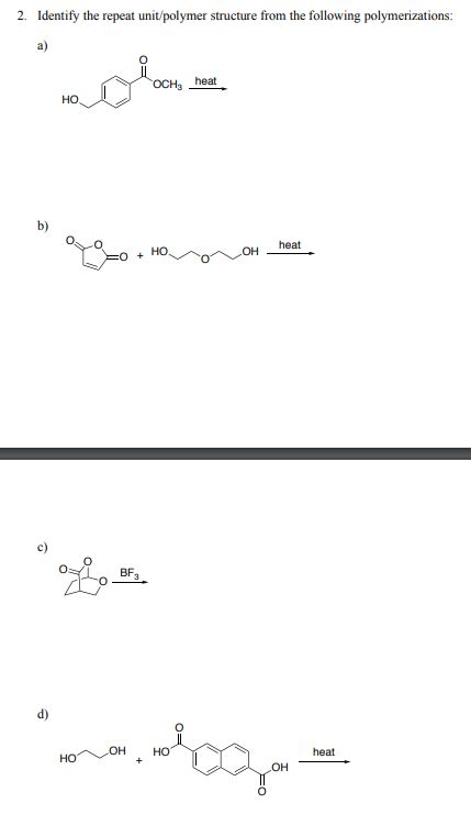 2 Identify The Repeat Unit Polymer Structure From