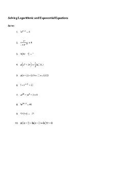Exponentials And Logarithms C Maths Teaching Worksheets Library