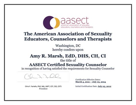 Aasect Sexuality Counselor Certification Renewed Til 2024 Amy Marsh