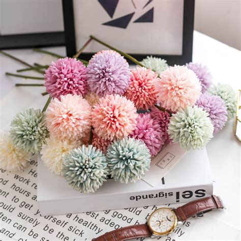 Bunga Pompom Dandelion Artificial Bunga Pompom Plastik Bahan Dekorasi Zeita Id