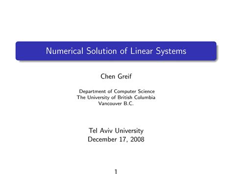 Numerical Solution Of Linear Algebraic Equation Ppt