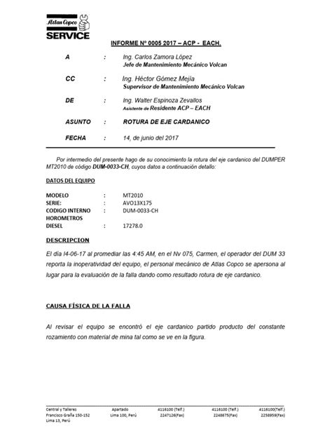 D33 Informe N005 Rotura De Eje Cardanico De Dum 33 Pdf
