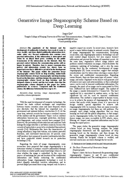 Generativeimagesteganographyschemebasedondeeplearning Pdf