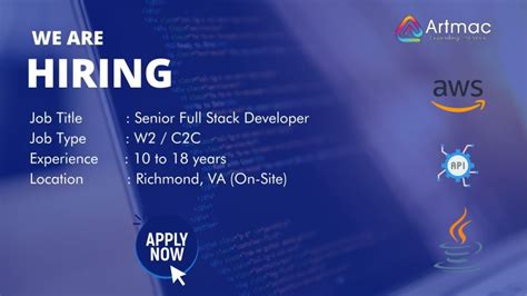 Artmac On Linkedin Hiring Seniorfullstackdeveloper Location Usa