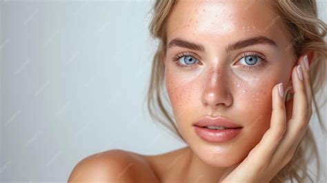 Premium Photo Beauty Skin Head And Shoulders Of Blond Woman Model