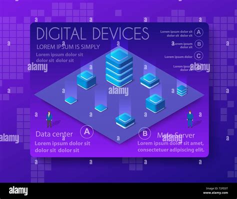 3d isometric computer power server system network technology of digital