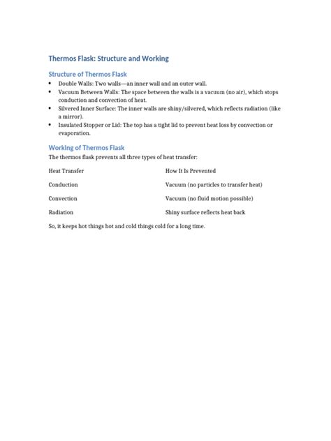 Thermos Flask Structure Working Pdf