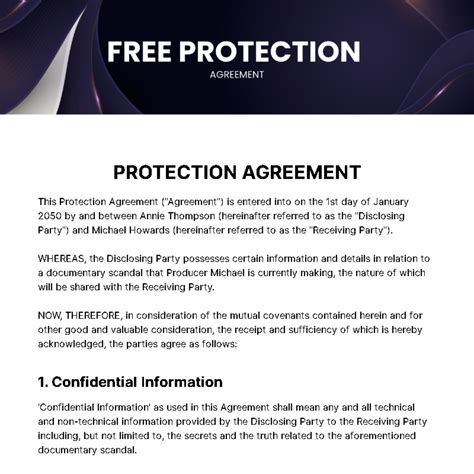 Free Protection Agreement Template To Edit Online
