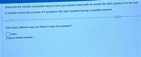 Solved Determine The Number Of Possible Ways To Mark Your