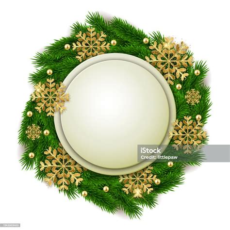 장식과 Bllank 배너 벡터 일러스트와 메리 크리스마스 새해 전나무 나무 화환 12월에 대한 스톡 벡터 아트 및 기타 이미지 12월 겨울 계절 Istock