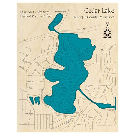 Cedar Lake Minnesota 3d Custom Wood Map Lake Art Llc